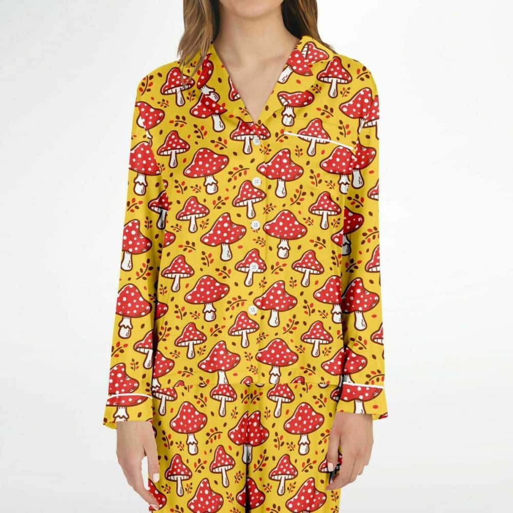 Mushroom Satin Pajamas - Free Shipping - Projects817 Llc - Projects817 LLC